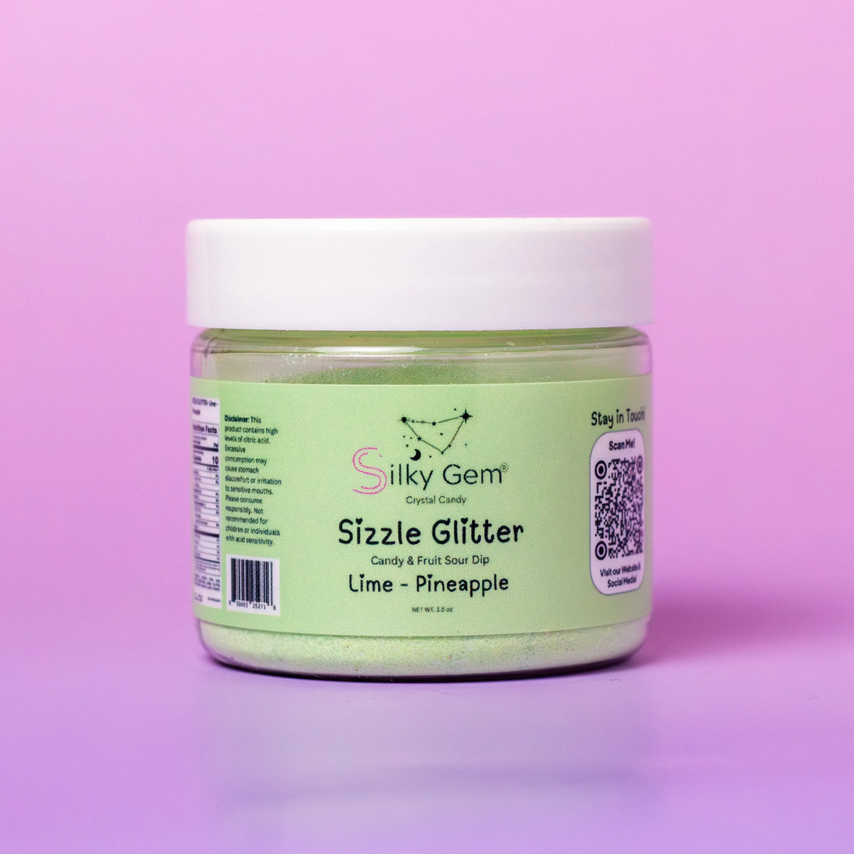 Silky Gem® Sizzle Glitter Sour Dip Lime-Pineapple | Silky Gem Crystal Candy