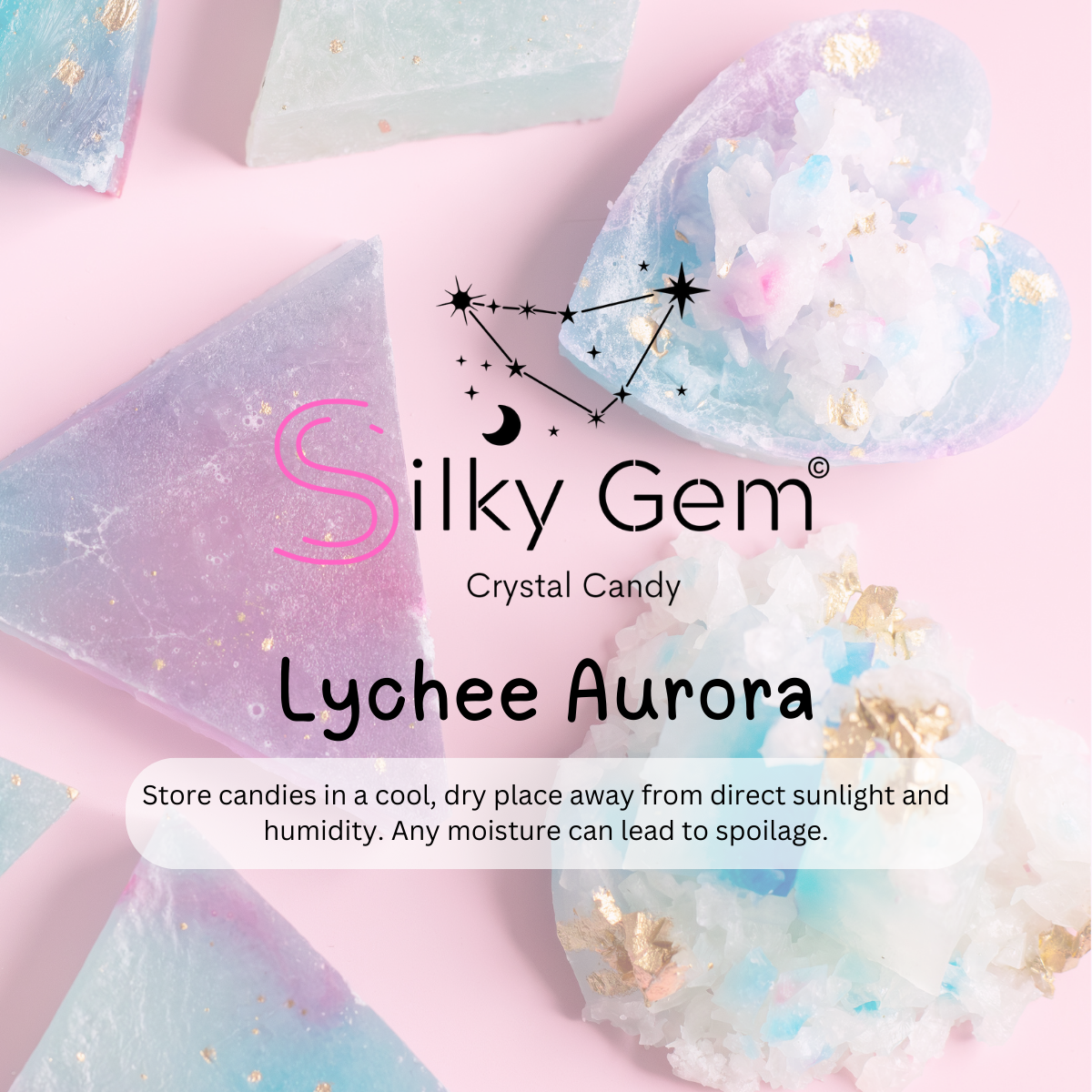 Lychee Aurora Crystal Candy | Handmade Kohakutou | Silky Gem Crystal Candy